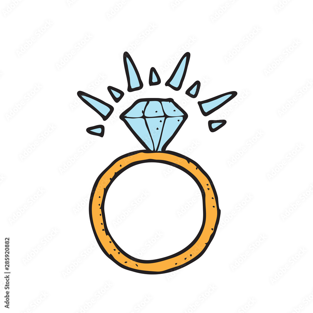 Detailed Diamond Ring Drawing