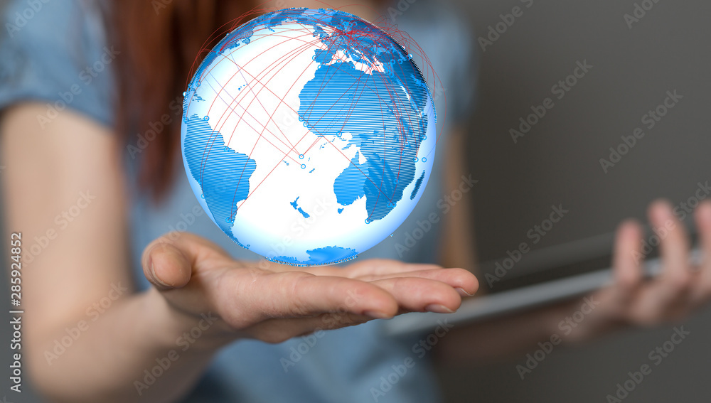 World map point, line, composition, representing the global, Stock ...