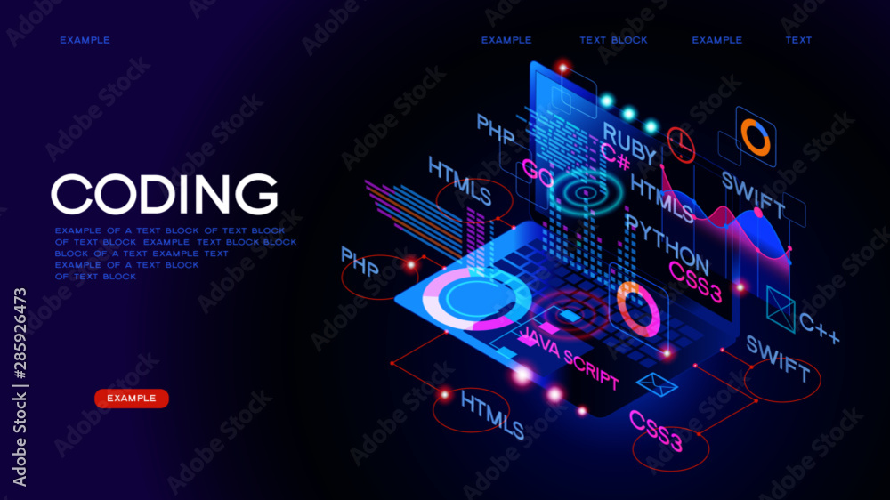 Workflow group of programmers. Programmers in the coding process ...