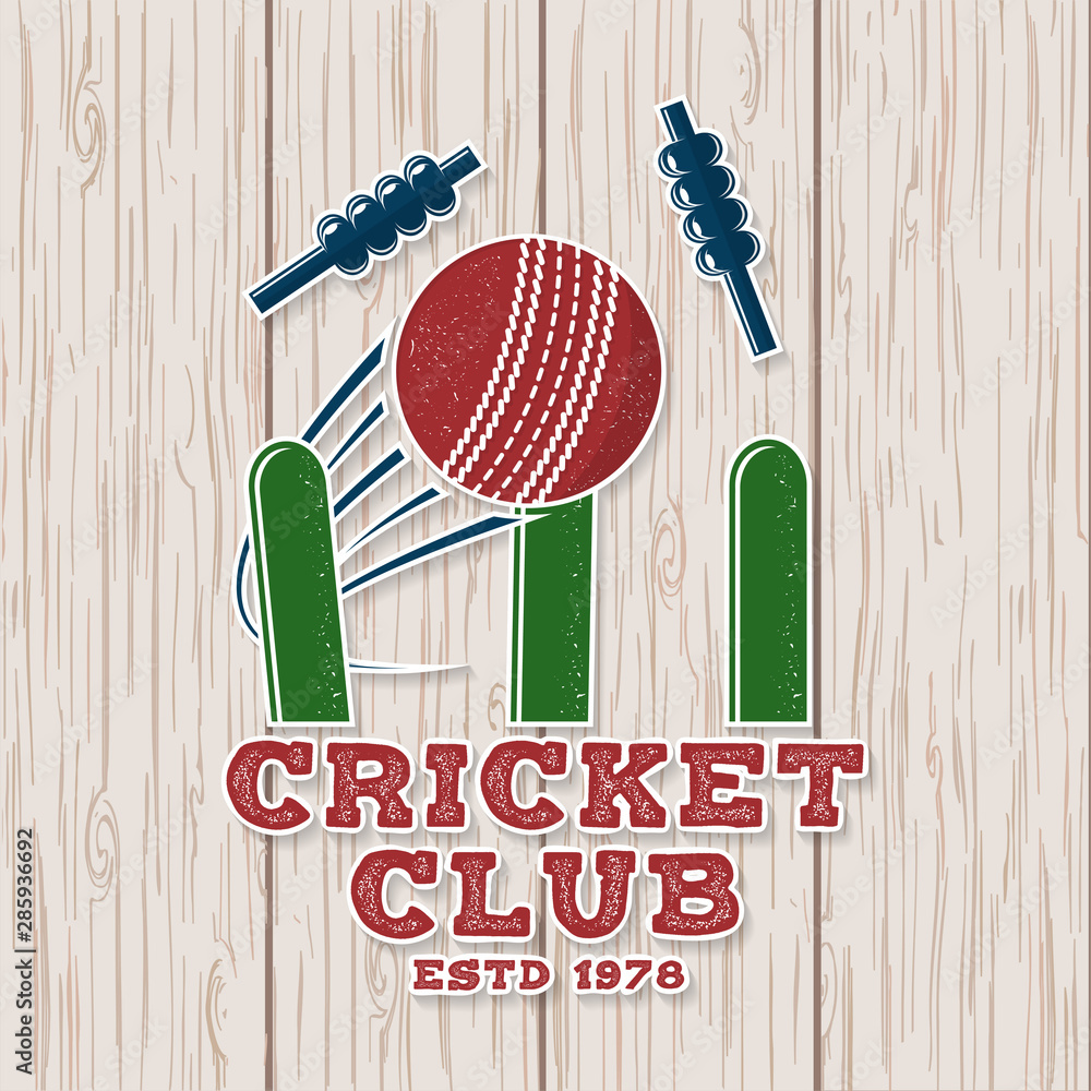 Cricket club patch or sticker. Vector. Concept for shirt, print, stamp ...