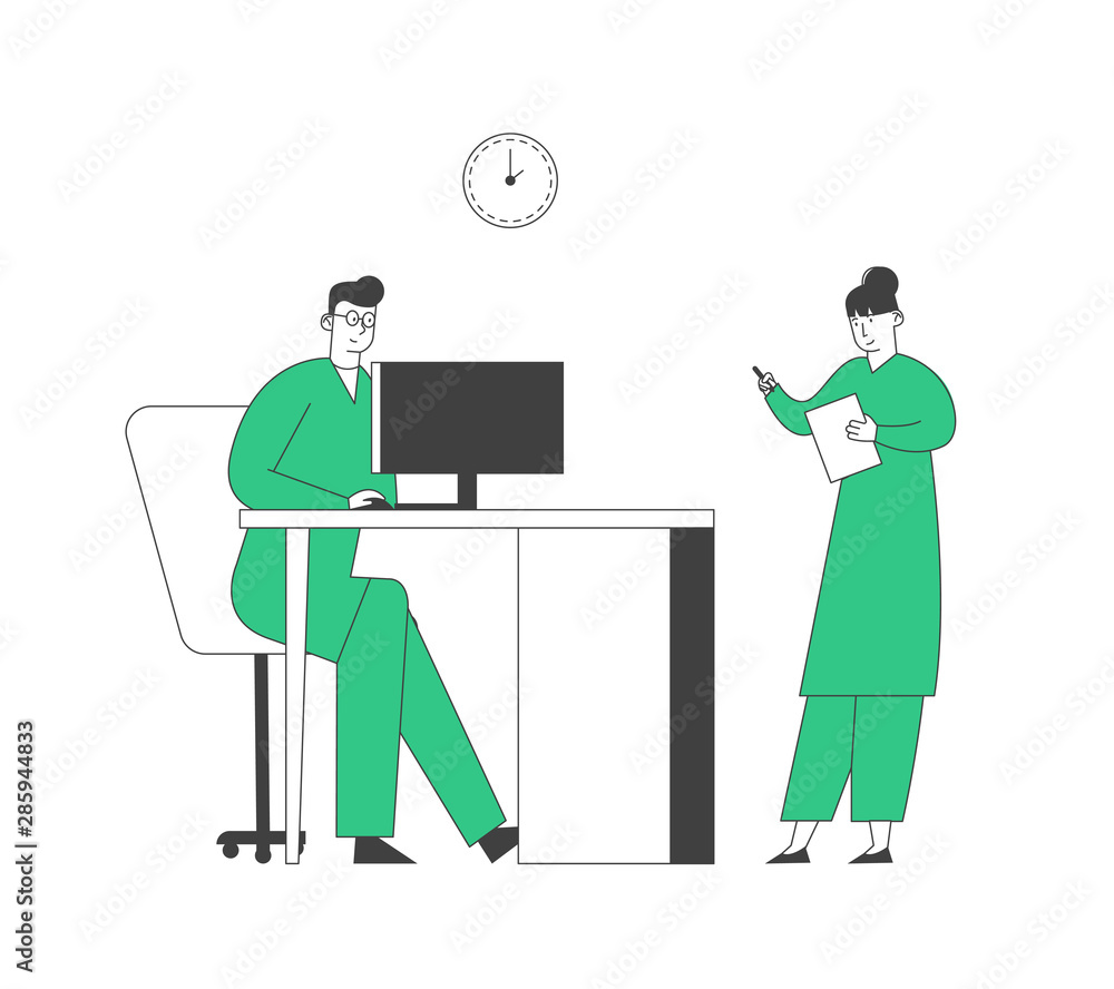 Nurse Monitoring Patient Clip Art