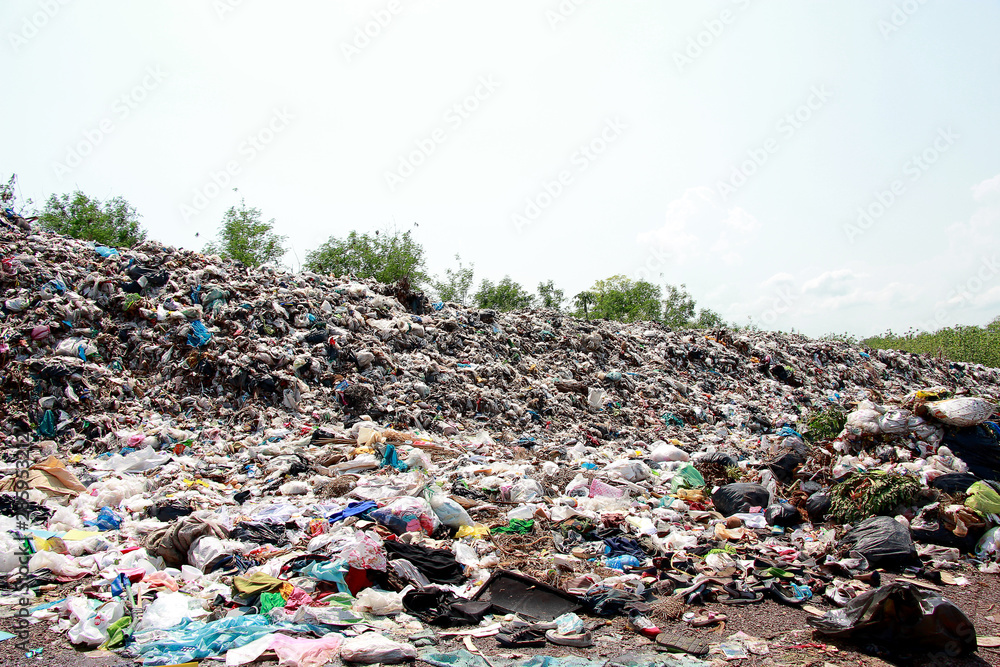 Mountain garbage, large and degraded garbage pile, Pile of stink and ...