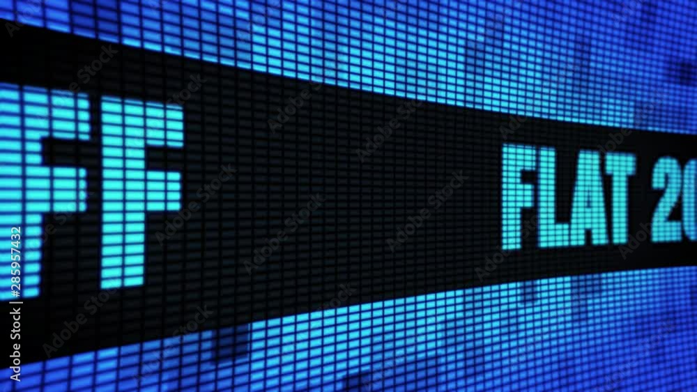 Flat 20% Percent Off Side Text Scrolling on Light Blue Digital LED ...