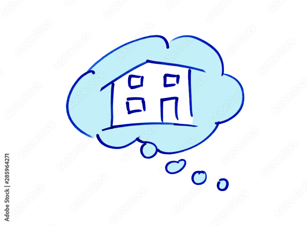 Traum vom Haus in Gedankenblase als Illustration wie im Comic Stock ...