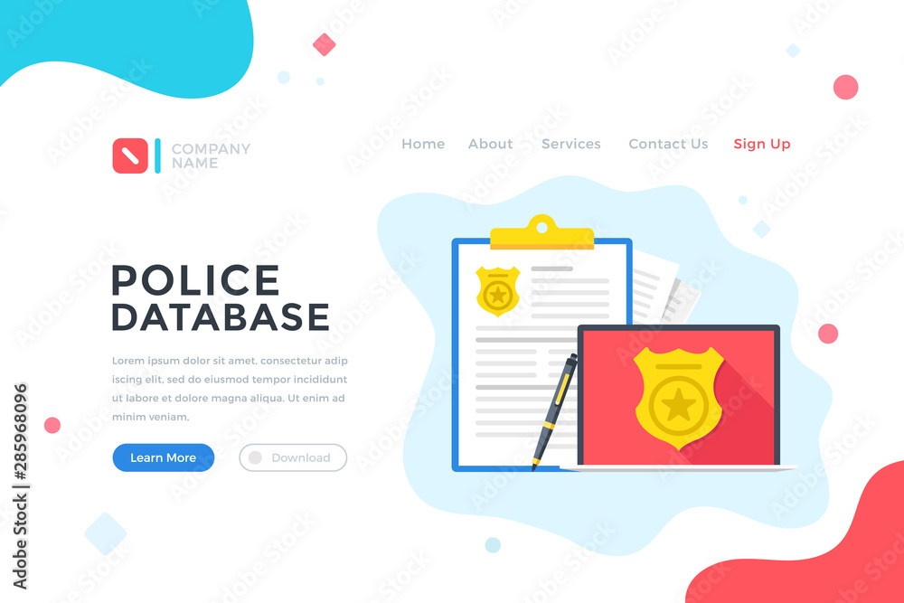 Police database. Modern flat design graphic elements for web banner ...