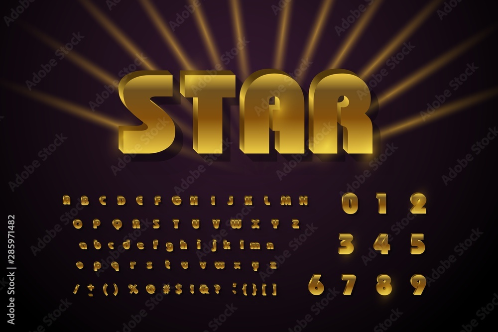 Vector glossy sign Vector glossy sign retro. Chic Golden Alphabet ...