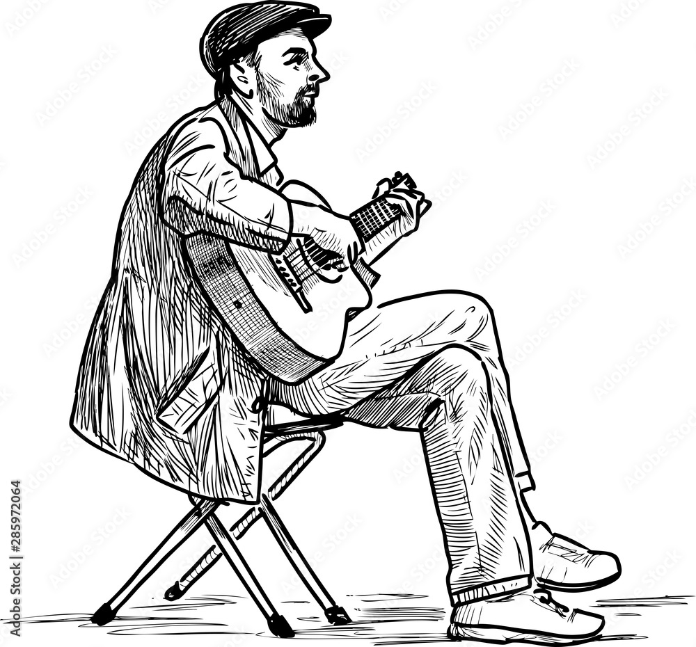 Street Musician Drawing
