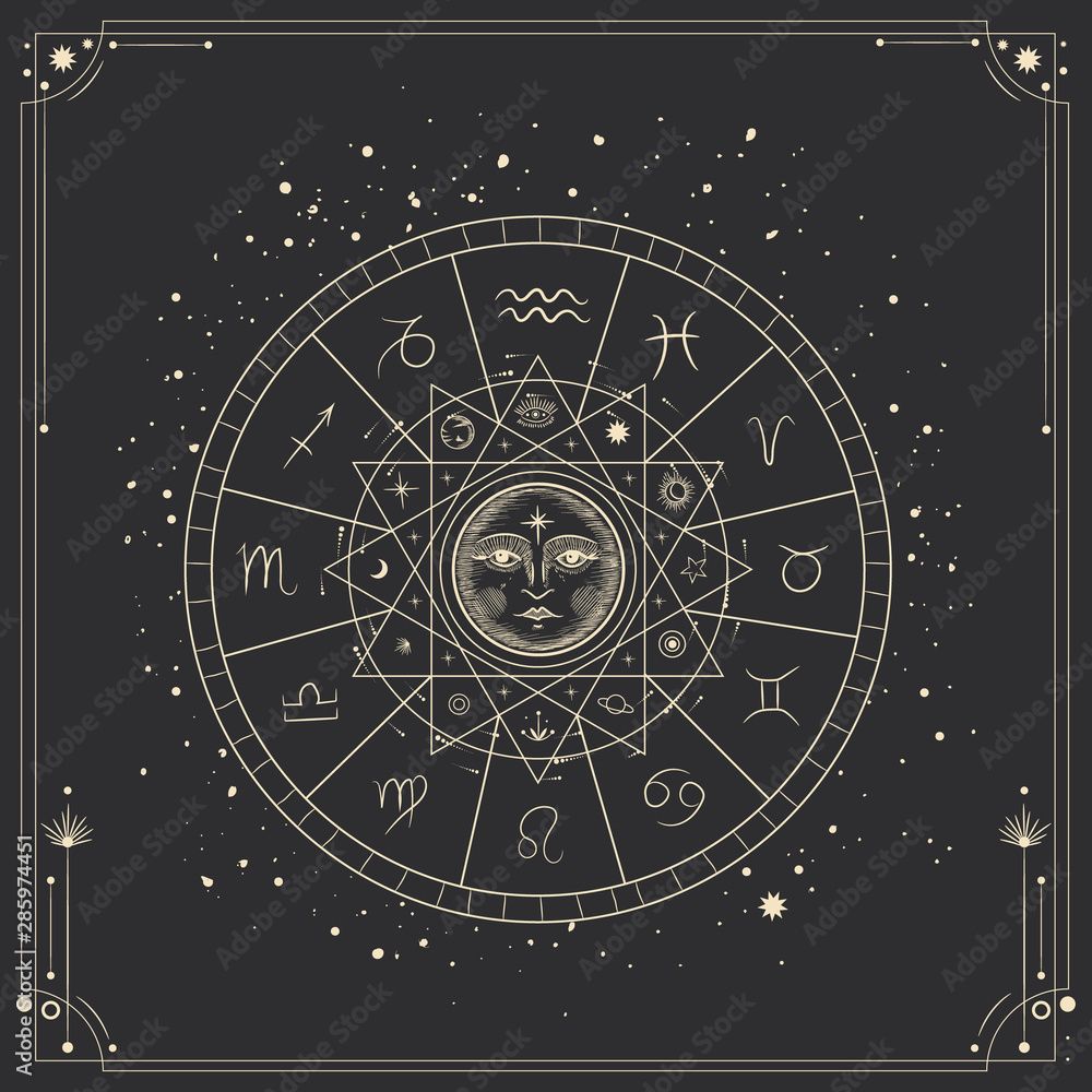 Vector illustration set of moon phases. Different stages of moonlight ...