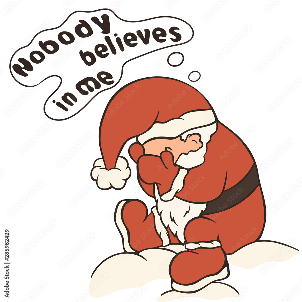 Merry Christmas cartoon sad Santa Claus vector image isolated. Santa ...