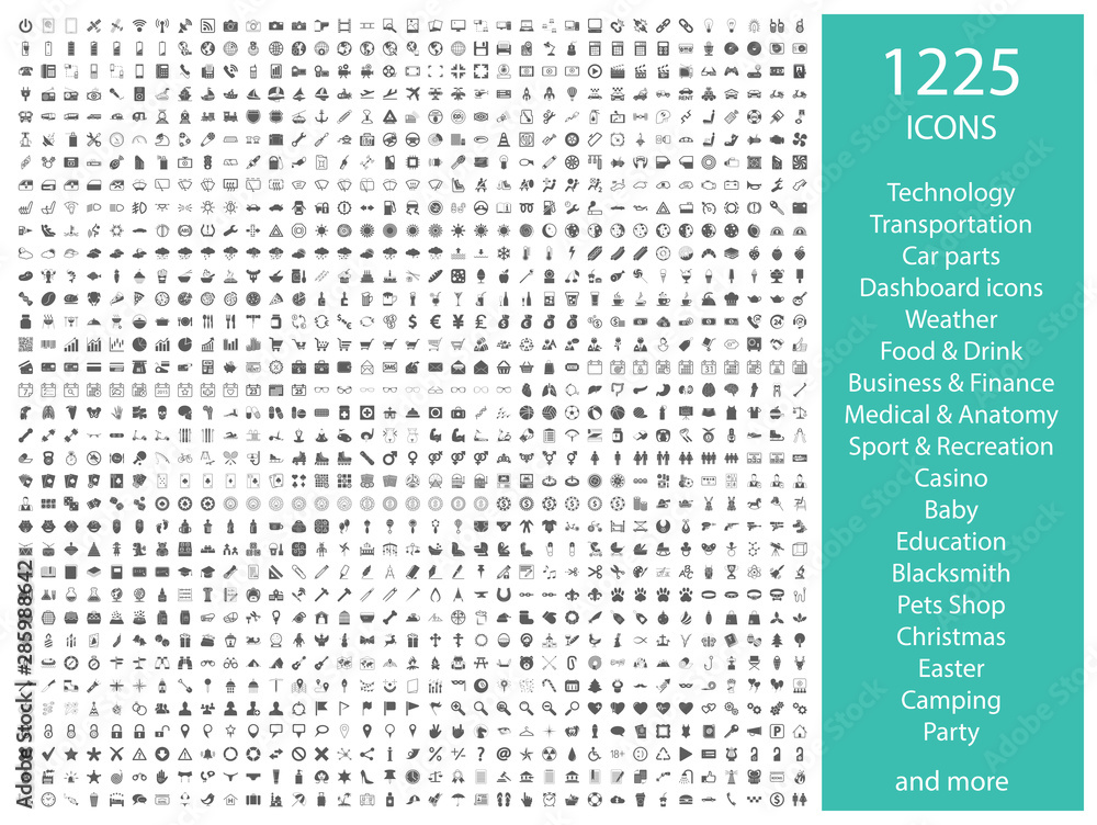 Set of 1225 vector icons Stock Vector | Adobe Stock