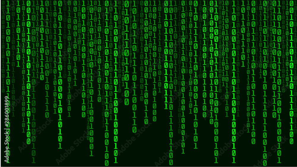 Technological green matrix of zeros and ones. Binary computer code ... Technological green matrix of zeros and ones. Binary computer code ...