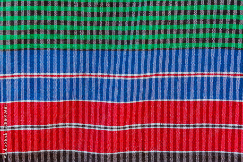 Green, red, blue and black strip cotton Gamcha(Bath towel) Fabrics ...