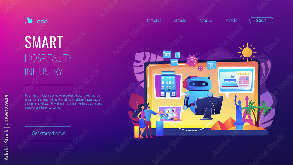 Online hotel booking system. Smart hospitality industry, autonomous ...