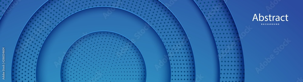 Papercut abstract circle blue shape and dots background. Layered ...