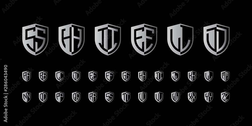 set shield font vector alphabet Stock Vector | Adobe Stock