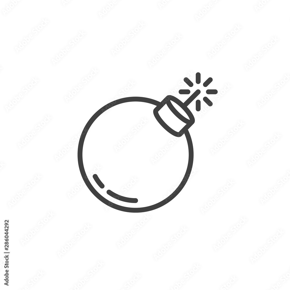 Bomb fuse line icon. linear style sign for mobile concept and web ...