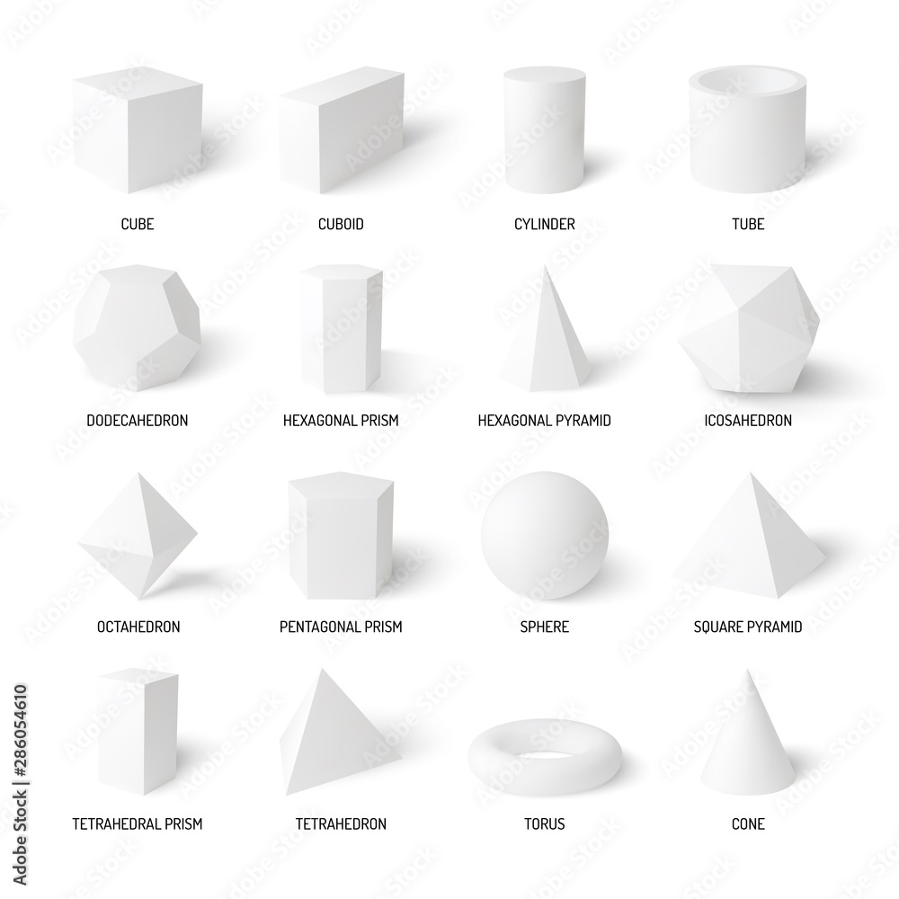 Basic 3d Shapes White Realistic Set Stock Vector | Adobe Stock