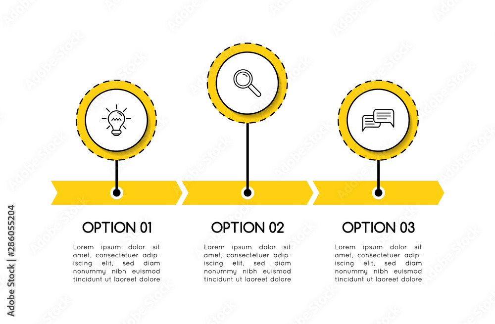 Simple timeline infographic with 3 options. Flowchart. Vector Stock ...
