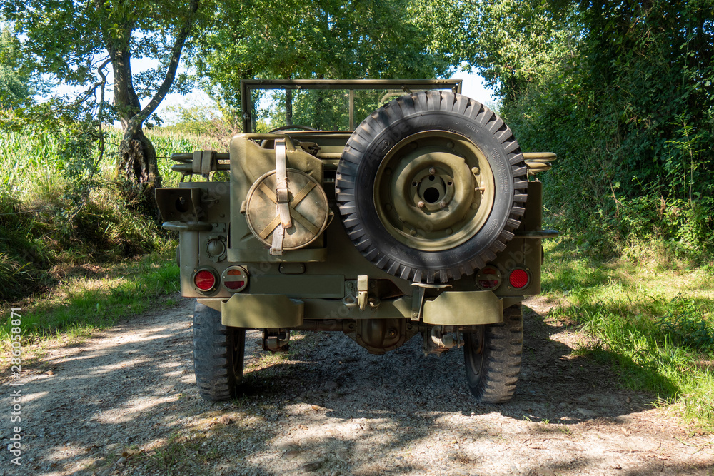 back view of American military vintage vehicle WW2 time Stock Photo ...