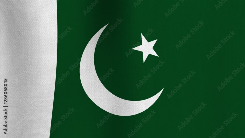 Realistic cotton flag of Pakistan as a background. Seamless looping ...