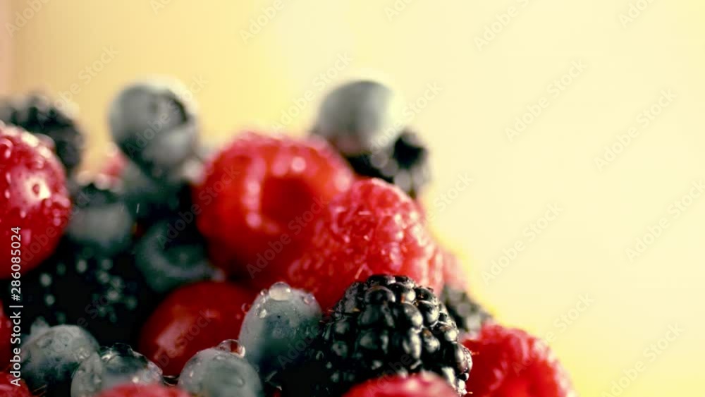 Vidéo Stock Close-up of a bunch of fresh wild berries blueberries ...