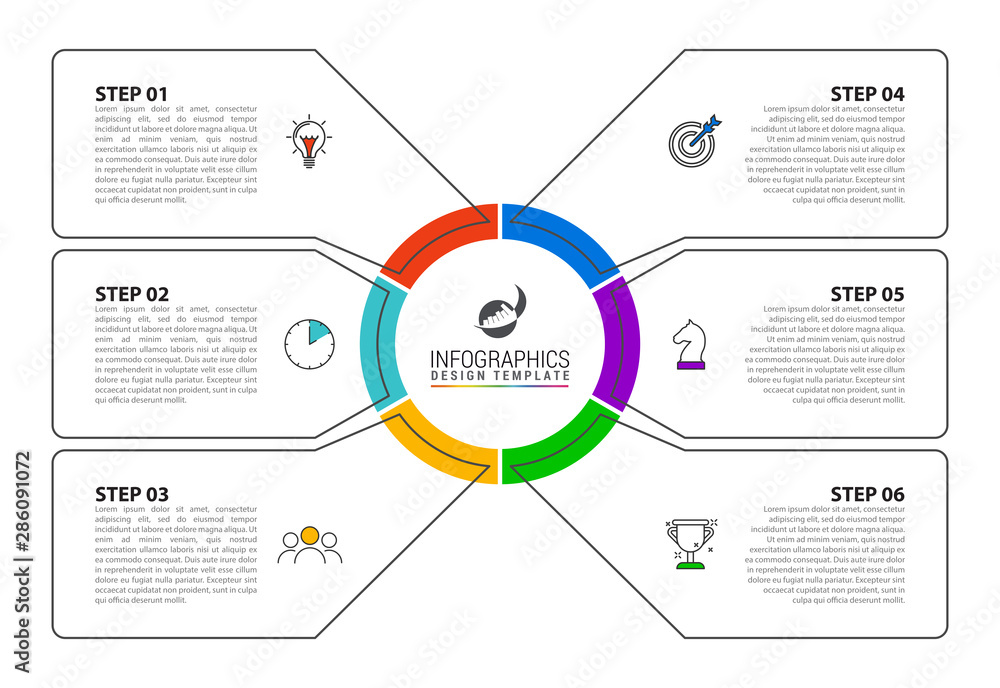 Infographic design template. Creative concept with 6 steps Stock Vector ...