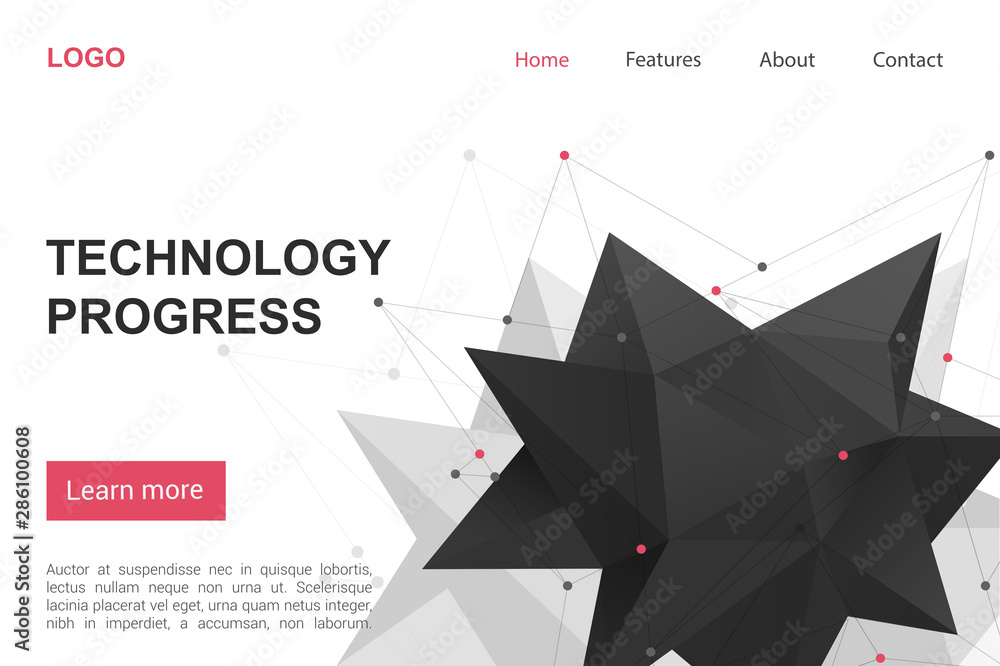 Technology progress landing page vector template. Modern science news ...