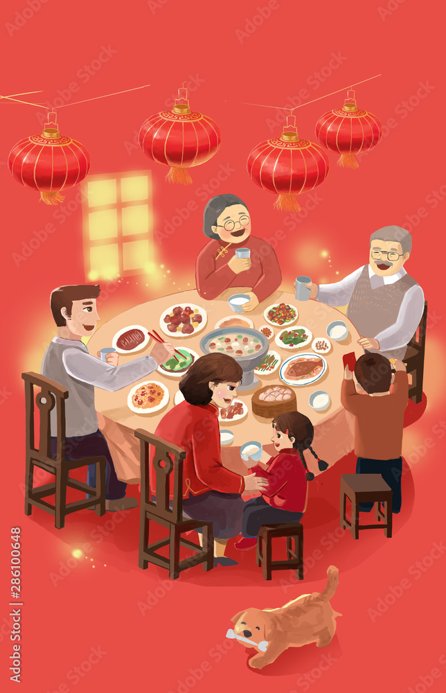 Spring Festival, children, families, happy, lovely, women, children ...