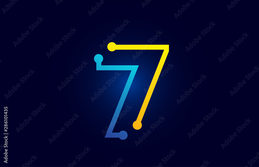number 7 in blue and orange color for logo icon design Stock Vector ...