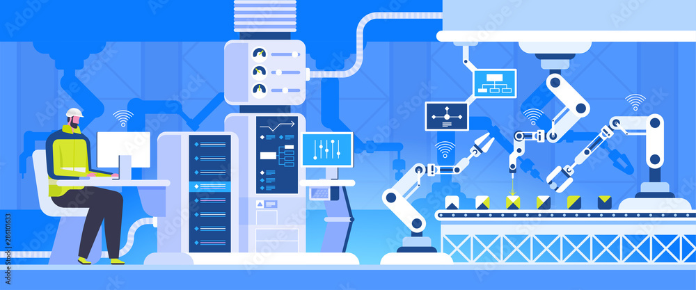 Modern smart factory flat vector illustration Stock Vector | Adobe Stock