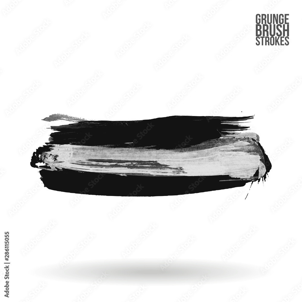 Grey brush stroke and texture. Grunge vector abstract hand - painted ...