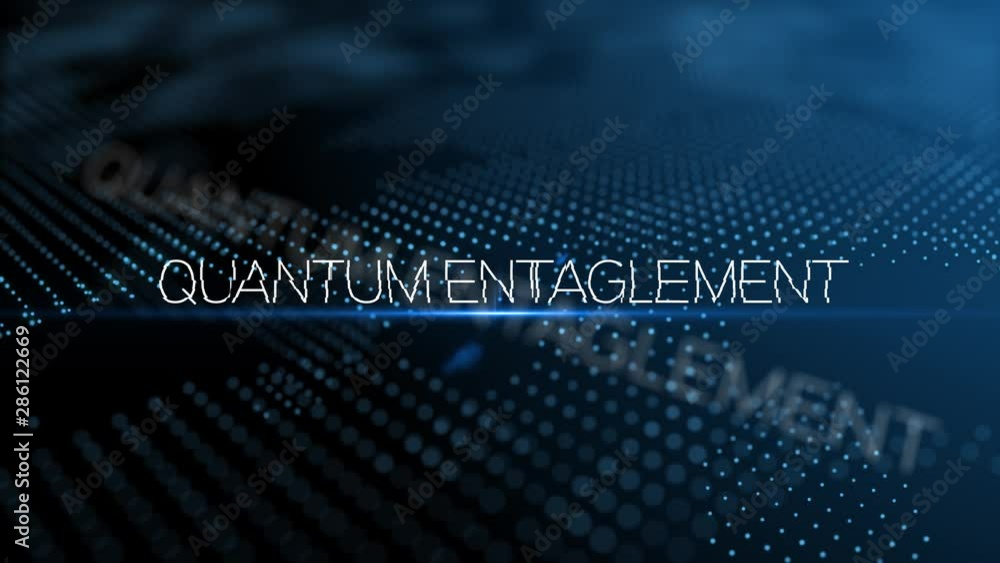 Quantum entanglement text 3D animation with lens flare and depth of ...