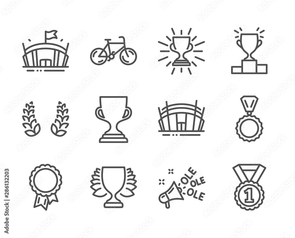 Set of Sports icons, such as Arena stadium, Award cup, Arena, Best rank ...