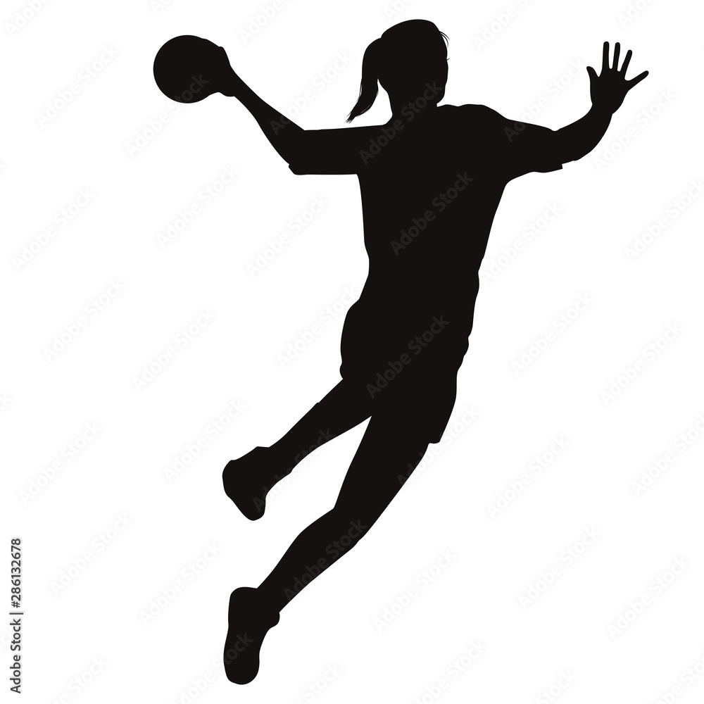 Woman Handball Player Silhouette Stock Vector | Adobe Stock