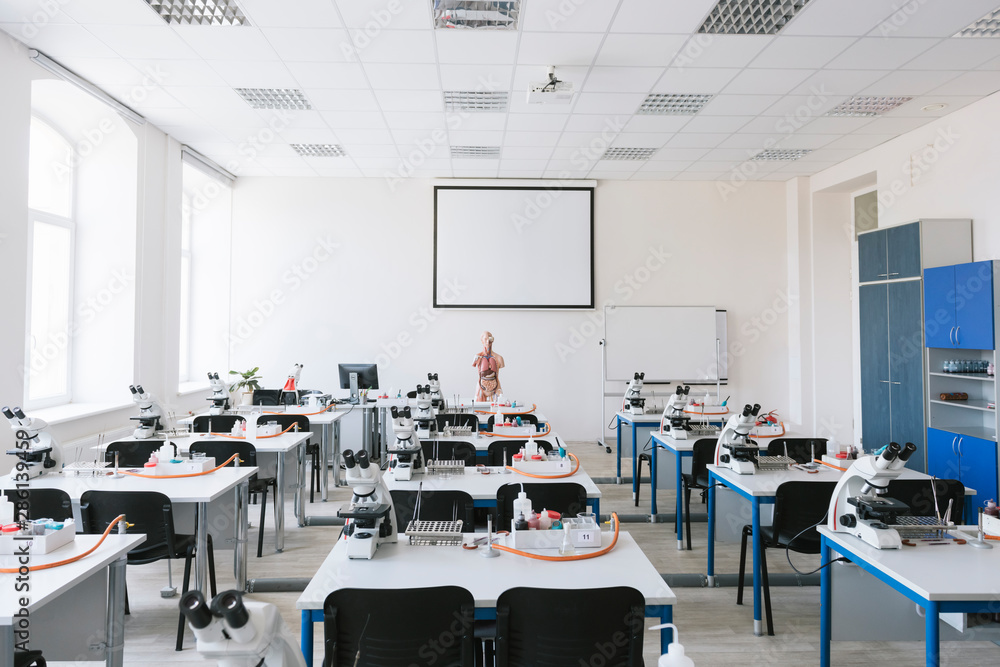 Interior of a science lab classroom Stock Photo | Adobe Stock