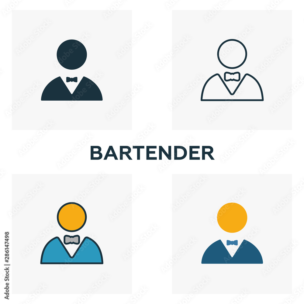 Bartender icon set. Four elements in diferent styles from bar and ...