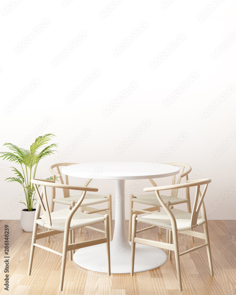 Dining table copy space white background, side view,3D rendering Stock ...
