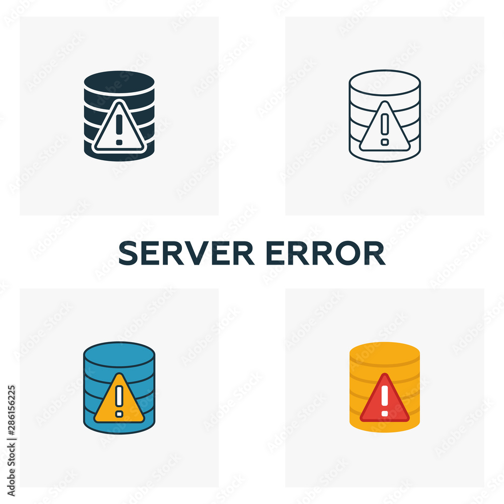 Vetor De Server Error Icon Set Four Elements In Diferent Styles From
