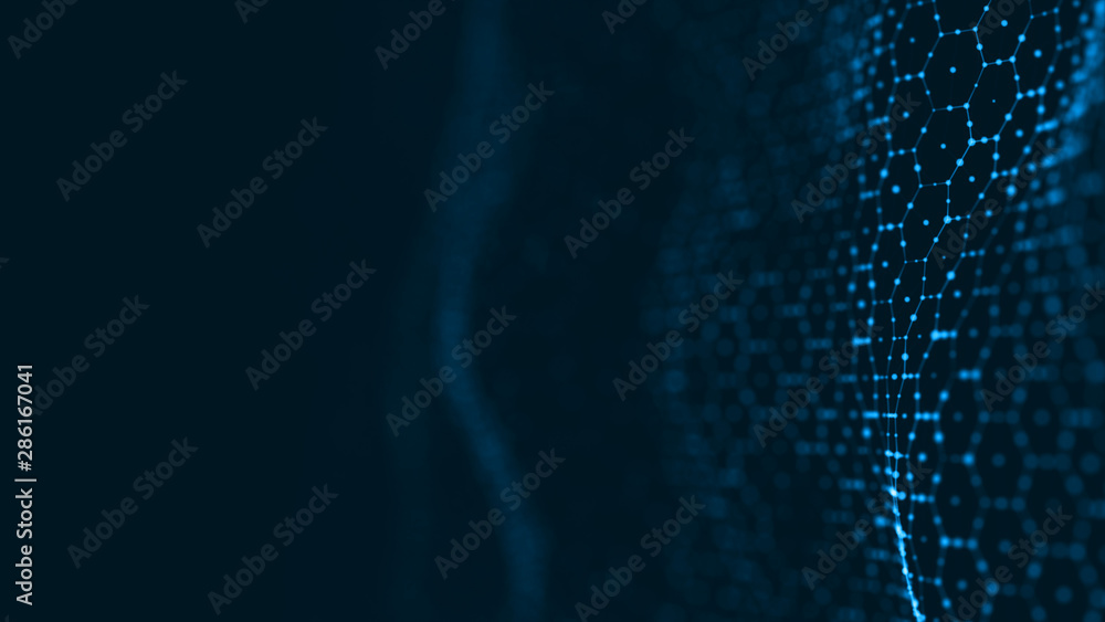 Computer geometric digital connection structure. Business inteligence technology background ...