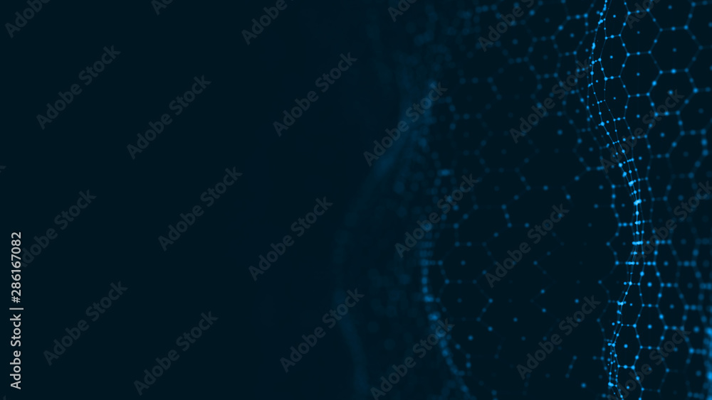 Computer geometric digital connection structure. Business inteligence technology background ...