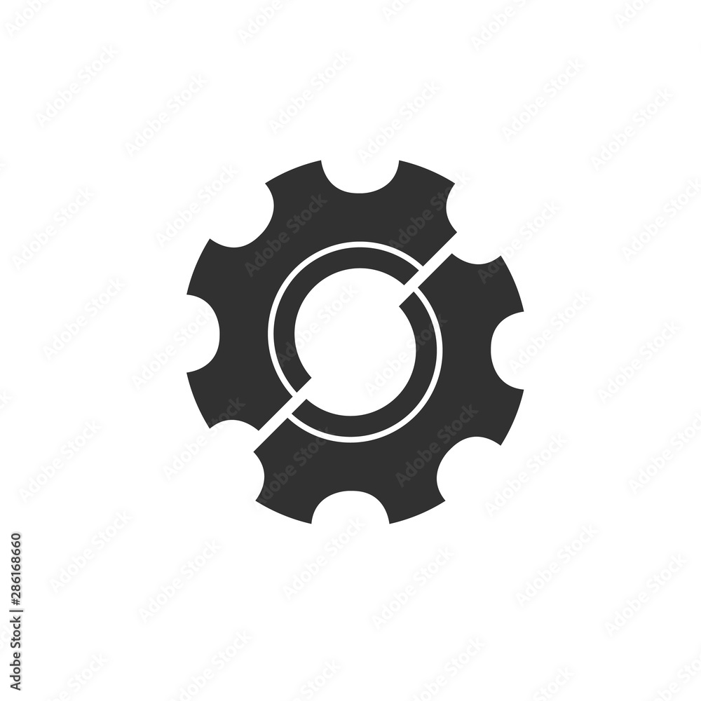 half gear logo design, repair concept, brocken wheel. vector ...