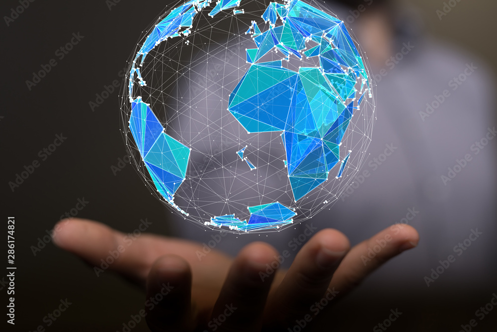 World map point, line, composition, representing the global, Stock ...