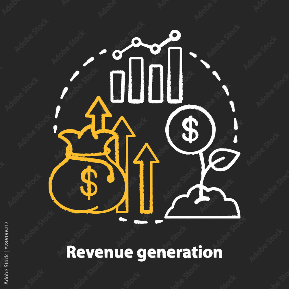 Revenue generation chalk concept icon. Success and income increase idea ...
