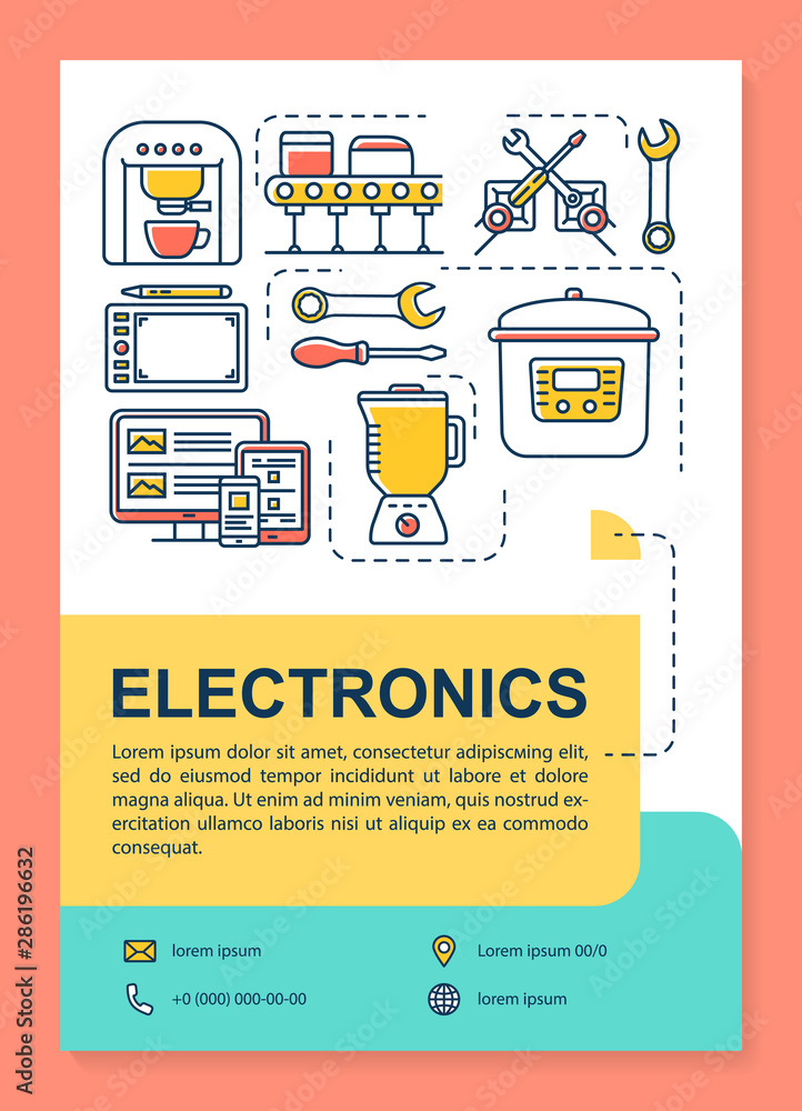 Electronics industry poster template layout. Appliance, technology ...