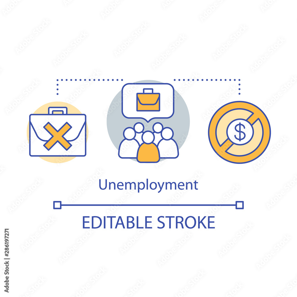 Unemployment concept icon. Joblessness idea thin line illustration. Job ...