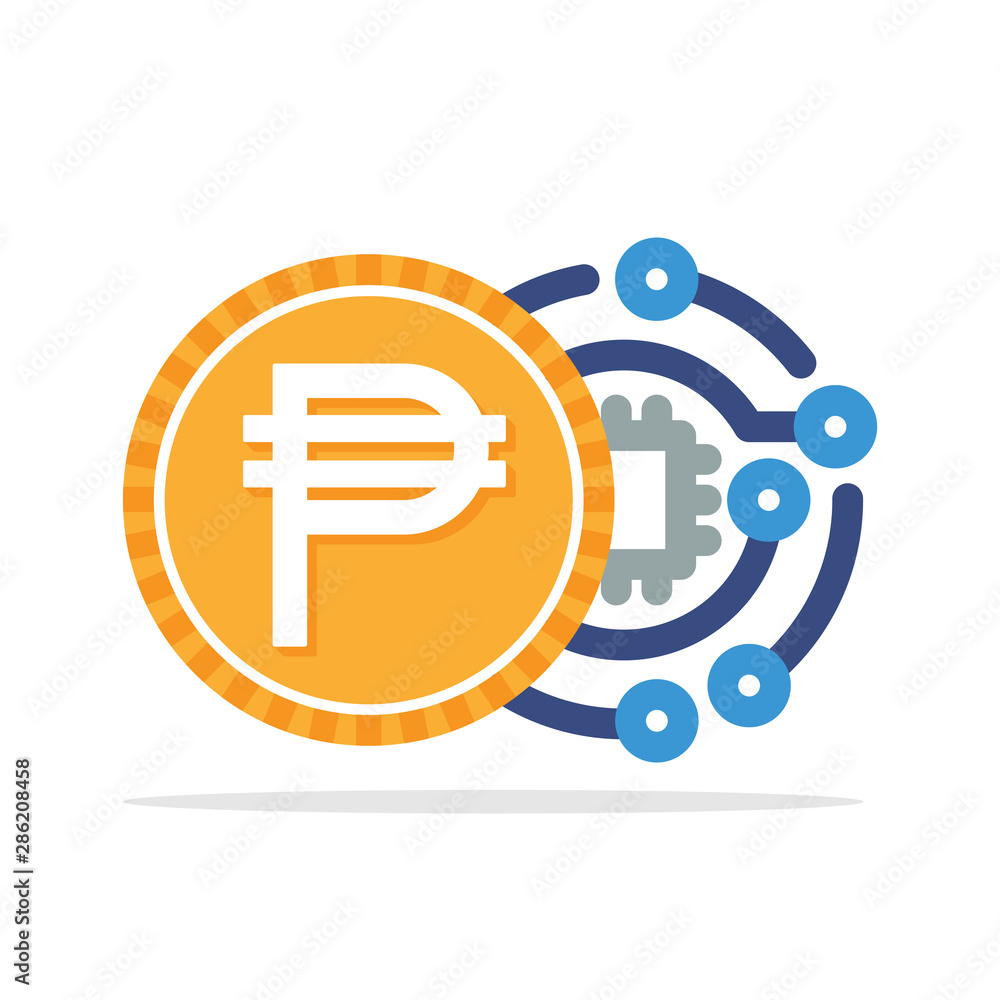 Illustrated icon with the concept of digital money transactions with ...