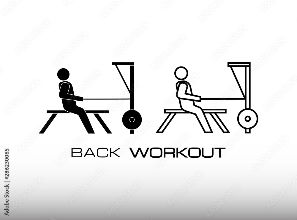 Lat Pulldown Icon Set. Consist Two Variation of Back Workout for Bigger ...