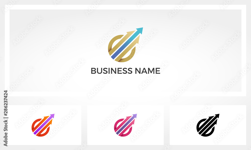 Arrows Take Off From A Circle Logo Stock Vector | Adobe Stock