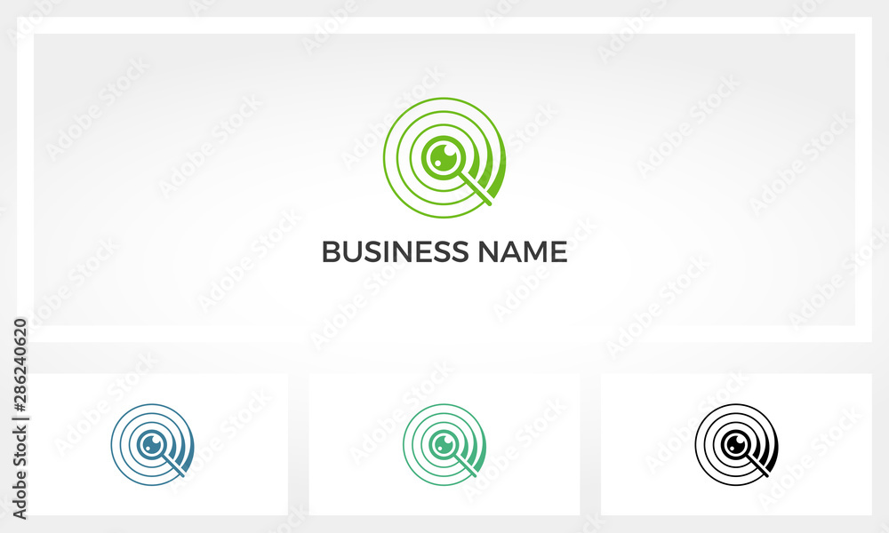 Radar Scan With Eye Lens In The Middle Logo Stock Vector | Adobe Stock