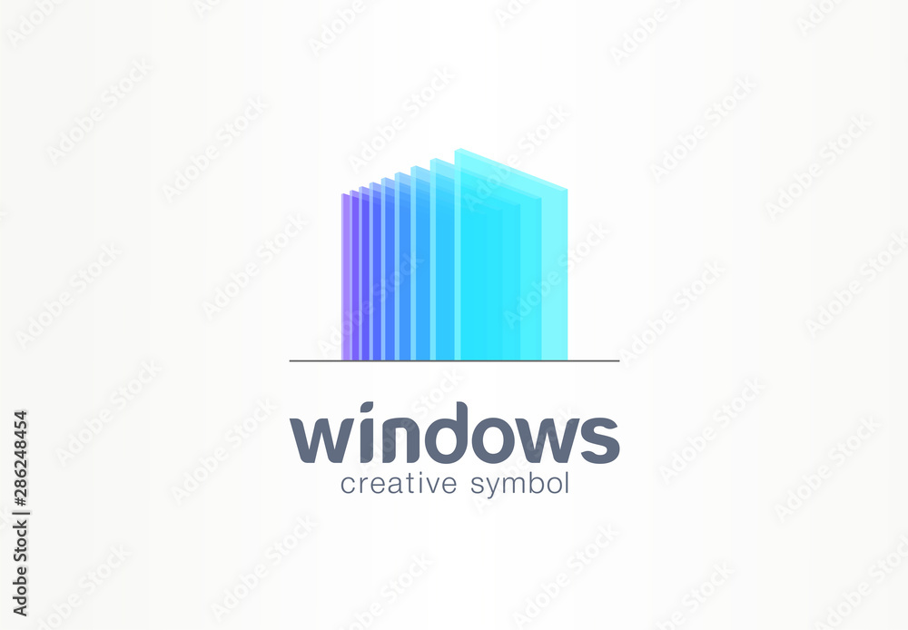 3d windows, glass creative symbol concept. Construction, architecture ...